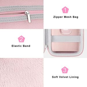 Canboc Hard Case for Fujifilm Instax Mini Link 2/ Instax Mini Link Smartphone Printer/Fujifilm Instax Mini EVO Instant Camera, Mesh Pocket fit Instax Mini Instant Film and Cable, Soft Pink