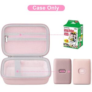 Canboc Hard Case for Fujifilm Instax Mini Link 2/ Instax Mini Link Smartphone Printer/Fujifilm Instax Mini EVO Instant Camera, Mesh Pocket fit Instax Mini Instant Film and Cable, Soft Pink