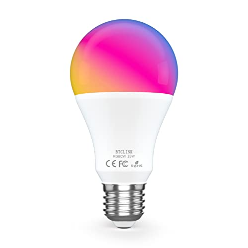 Smart Light Bulb, 15W (150W Equivalent) 1500Lumen Smart Alexa Light Bulb, E26 A19 Ultra Bright Led Color Changing Bulb, 2.4 GHz WiFi Light Bulb Compatiable with Alexa, Google (No Hub Required)