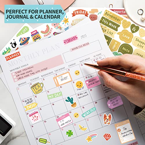 28 Sheets Planner Stickers and Accessories - 1200+ Calendar Stickers for Adults Planner - Seasonal, Weekly & Monthly Planner Holiday Stickers for Daily Journal, Planner, Scrapbook