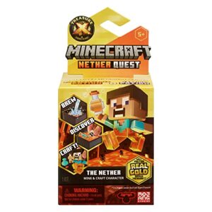 TREASURE X Minecraft Nether Quest Mine and Craft Character Pack 10 Levels of Adventure. Brew Collectible Minecraft Characters and Real Gold Dipped Treasure