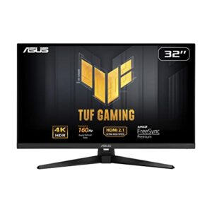 asus tuf gaming 32” (31.5” viewable) 4k hdr dsc gaming monitor (vg32uqa1a) - uhd (3840 x 2160), 160hz, 1ms, extreme low motion blur sync, freesync premium, hdmi2.1, speakers, 120% srgb, displayhdr 400