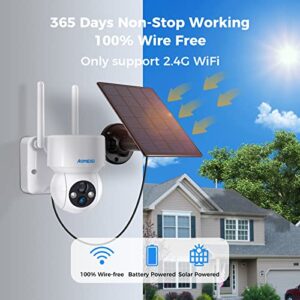 Aomeisi D2 2K Solar Security Camera Outdoor,360°View Pan/Tilt,Two-Way Audio,Easy to Setup,Audible Flashlight Alarm,Motion Alert,SD Slot Cloud Storage,Tech Support,Work with Alexa Google Home,CloudEdge