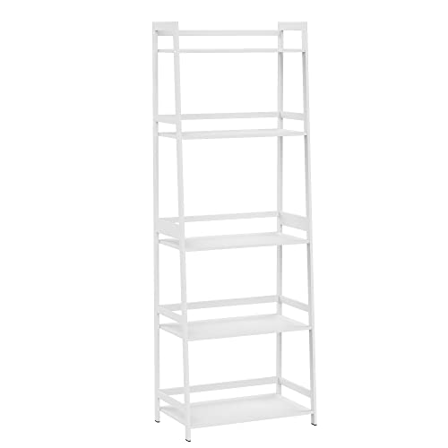 WTZ Bookshelf, White Book Shelf, Ladder Bookcase, 5 Tier Tall Book case for Bedroom, Living Room, Office, MC-508 (White)