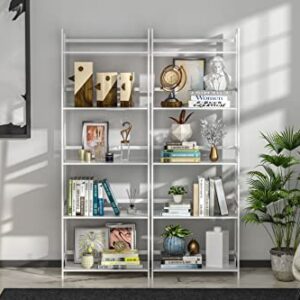 WTZ Bookshelf, White Book Shelf, Ladder Bookcase, 5 Tier Tall Book case for Bedroom, Living Room, Office, MC-508 (White)