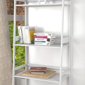 WTZ Bookshelf, White Book Shelf, Ladder Bookcase, 5 Tier Tall Book case for Bedroom, Living Room, Office, MC-508 (White)