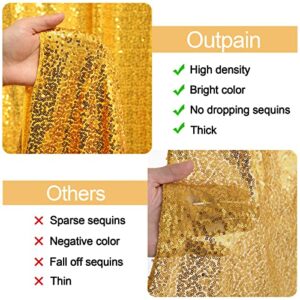 Outpain 2 Panels 4FT x 10 FT Gold Sequin Backdrop Curtain, Not See Through 8FT x 10 FT Gold Glitter Backdrop Drapes for Wedding Party Photography Home Decoration