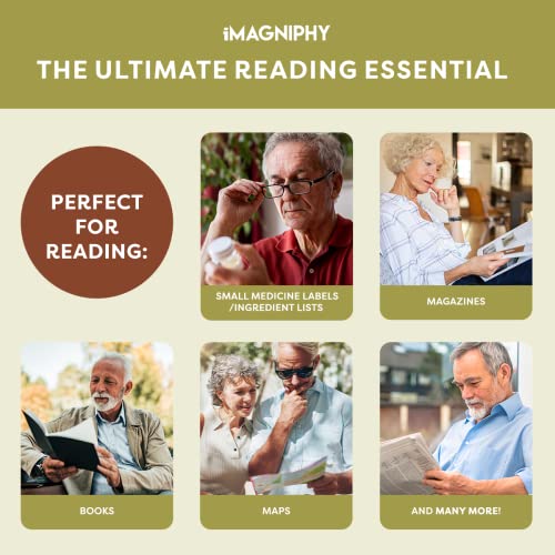 iMagniphy 3X Ultra Bright Page Magnifier for Reading with Anti-Glare LEDs (Evenly Lit Viewing Area) - Magnifying Glass with Light, Comes with 3 Lighting Modes (Warm, Cool, Combo) - Ideal for Seniors