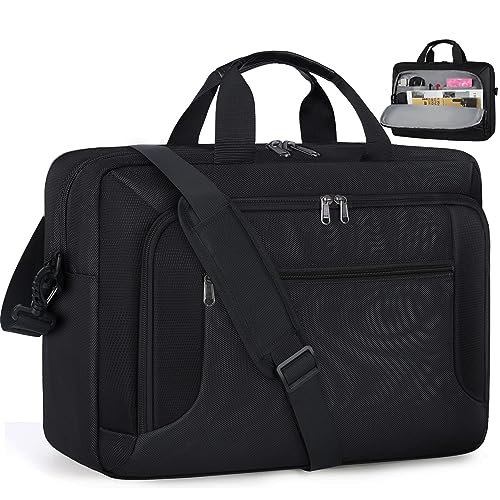 Laptop Bag 15.6 Inch Laptop Briefcase Computer Bag for Men Women Waterproof Business Office Work Large Laptop Case 15.6 Inch Adjustable Shoulder Messenger Bag Black