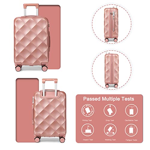 Somago Luggage Sets 3 Pieces Hardside with Spinner Wheels Suitcase with TSA Lock 20in24in28in Nude Pink