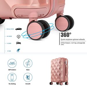 Somago Luggage Sets 3 Pieces Hardside with Spinner Wheels Suitcase with TSA Lock 20in24in28in Nude Pink