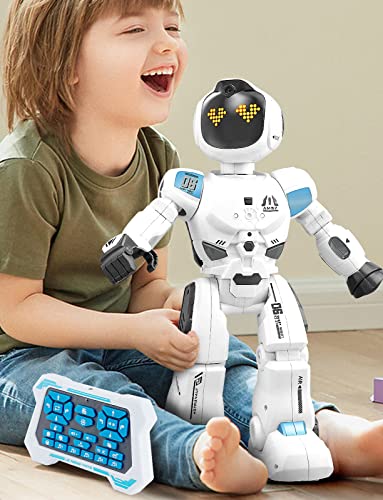 Large Smart Emo Robot Toys for Kids 5-7,Gesture Sensing Programmable Interactive Remote Control Robots for 8-12 with LED Eye Express for Boys 4-9 Years Old Birthday Gifts