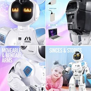 Large Smart Emo Robot Toys for Kids 5-7,Gesture Sensing Programmable Interactive Remote Control Robots for 8-12 with LED Eye Express for Boys 4-9 Years Old Birthday Gifts