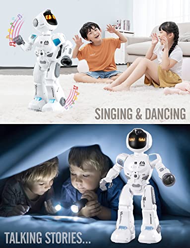 Large Smart Emo Robot Toys for Kids 5-7,Gesture Sensing Programmable Interactive Remote Control Robots for 8-12 with LED Eye Express for Boys 4-9 Years Old Birthday Gifts