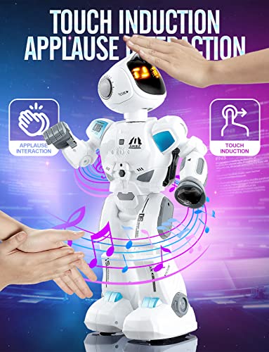 Large Smart Emo Robot Toys for Kids 5-7,Gesture Sensing Programmable Interactive Remote Control Robots for 8-12 with LED Eye Express for Boys 4-9 Years Old Birthday Gifts