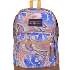 JanSport Right Pack Backpack - Class, Travel, Work, or Laptop Bookbag with Leather Bottom, Marble Mood