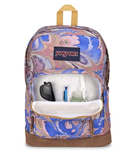 JanSport Right Pack Backpack - Class, Travel, Work, or Laptop Bookbag with Leather Bottom, Marble Mood