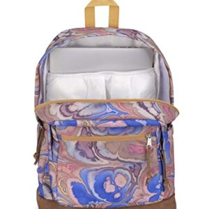 JanSport Right Pack Backpack - Class, Travel, Work, or Laptop Bookbag with Leather Bottom, Marble Mood