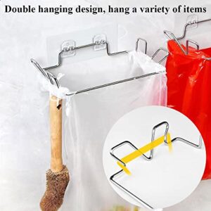 Trash Bag Holder for Cupboards Kitchen Cabinet Door, Stainless Steel Portable Garbage Bins (with Wall Sticker Base) Kitchen Waste Bins, Easy to Store, Can Be Put Away at Any Time, Kitchen Essential