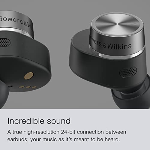 Bowers & Wilkins Pi7 S2 In-Ear True Wireless Earphones, Dual Hybrid Drivers, Qualcomm aptX Technology, Active Noise Cancellation, Works with Bowers and Wilkins App, Satin Black (2023 Model)