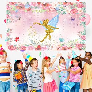 Floral Fairy Party Backdrop for Photography 7x5FT Polyester Pink Fairy Tale Flowers Fairy Party Decorations Backdrop Flower Wonderland Baby Shower Background Decoration Supplies Photo Booth YL097