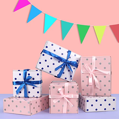 Rempry 12x9x4 Inches Large Gift Box 18 Pack, Pink Polka Dot Gift Box with Lids, Cardboard Gift Boxes for Women Presents, Birthday, Party Favor, Wedding, Christmas, Halloween