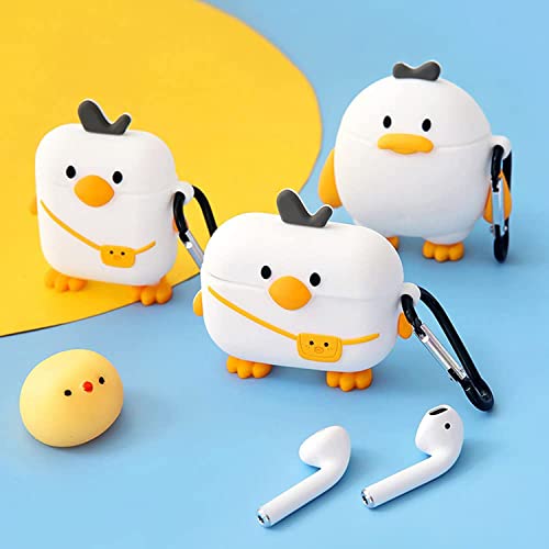 Cute Duck Case for Airpod Pro/Pro 2 Gen Cases 2022, Funny 3D Cartoon Kawaii Cool Air pods Pro 2nd Generation Silicone Cases for Apple AirPods Pro with Keychain for Boys Girls Kids Teen