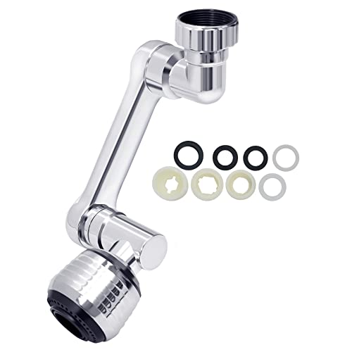 MLG Tools Universal 1080 Swivel Robotic Arm Swivel Extension Faucet Aerator Sink Water Splash rotatable Faucet Aerator 2 Mode Rotating Filter Extension，ABS