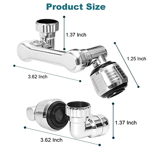 MLG Tools Universal 1080 Swivel Robotic Arm Swivel Extension Faucet Aerator Sink Water Splash rotatable Faucet Aerator 2 Mode Rotating Filter Extension，ABS