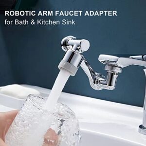 MLG Tools Universal 1080 Swivel Robotic Arm Swivel Extension Faucet Aerator Sink Water Splash rotatable Faucet Aerator 2 Mode Rotating Filter Extension，ABS