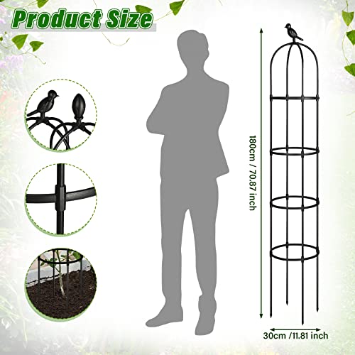 4 Pack 6 ft Garden Obelisk Trellis for Climbing Plants Outdoor Rustproof Rose Trellis for Pots Tall Tower Plant Trellis Metal Garden Trellis for Outdoor Indoor Vines Flower Plants Support (Black)