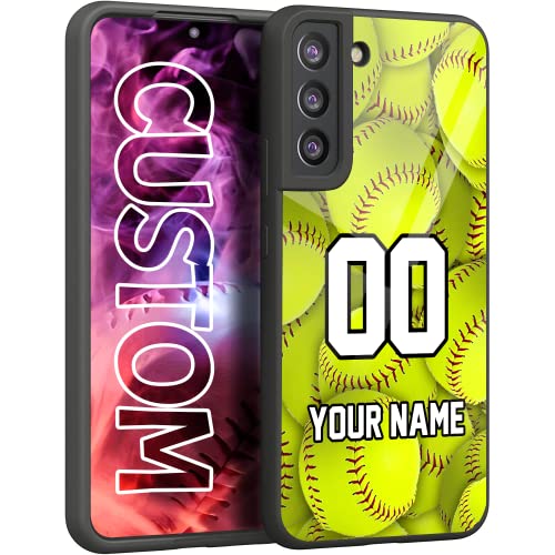 Personalized Baseball Softball vs Name Number US Flag Decor Rubber Cover Phone Case for Samsung Galaxy S23 S22 S21 S20 ULTRA PLUS/ S21 FE /S20 FE/ S10 PLUS Custom Softball Phone case (Softball)