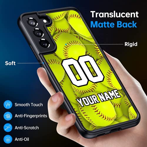 Personalized Baseball Softball vs Name Number US Flag Decor Rubber Cover Phone Case for Samsung Galaxy S23 S22 S21 S20 ULTRA PLUS/ S21 FE /S20 FE/ S10 PLUS Custom Softball Phone case (Softball)