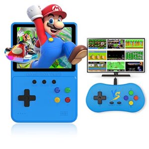 heiko retro portable handheld game console to experience 500 classic games anytime anywhere, 3.5in screen video game console 1200mah, handheld video game support for connecting tv & two players(blue)