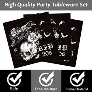 gisgfim 30th Birthday Party Supplies for 24 Guests Death To My Twenties Plates Napkins Forks Tableware Set Disposable Black Rip To My 20s Decorations Favors for Funeral for My Youth Party