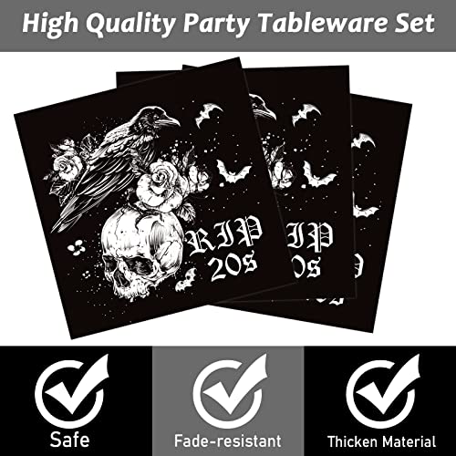 gisgfim 30th Birthday Party Supplies for 24 Guests Death To My Twenties Plates Napkins Forks Tableware Set Disposable Black Rip To My 20s Decorations Favors for Funeral for My Youth Party