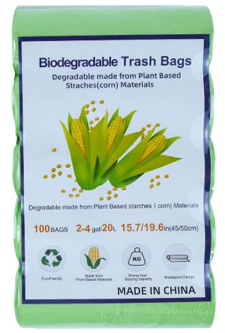 100 Count Compostable Bags for Kitchen Compost Bin, 2.6 Gallon, Extra Thick Kitchen Compost Bags, Small Compostable Bags for Countertop Bin