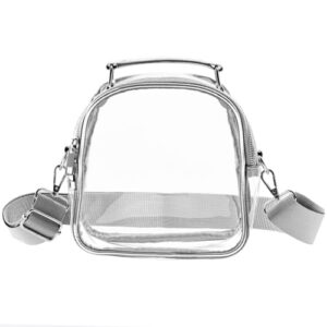 oboo clear bag stadium approved, clear purse for women, cute crossbody transparent bag, see through clear handbag (silver)