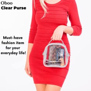 Oboo Clear Bag Stadium Approved, Clear Purse for Women, Cute Crossbody Transparent Bag, See Through Clear Handbag (Silver)