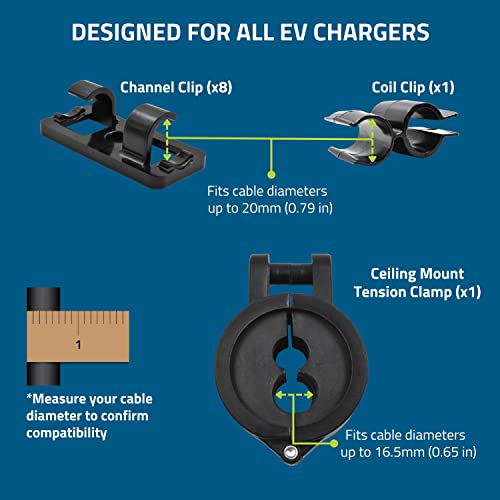 EVoCharge EV Charging Cable Management Kit, Ceiling and Wall Mount EV Cable Holder, Fits Most Level 2 Chargers, Organize Your EV Charge Cable and Improve Electric Vehicle Charging at Home