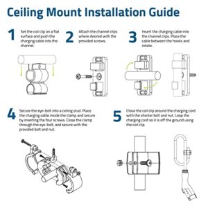 EVoCharge EV Charging Cable Management Kit, Ceiling and Wall Mount EV Cable Holder, Fits Most Level 2 Chargers, Organize Your EV Charge Cable and Improve Electric Vehicle Charging at Home