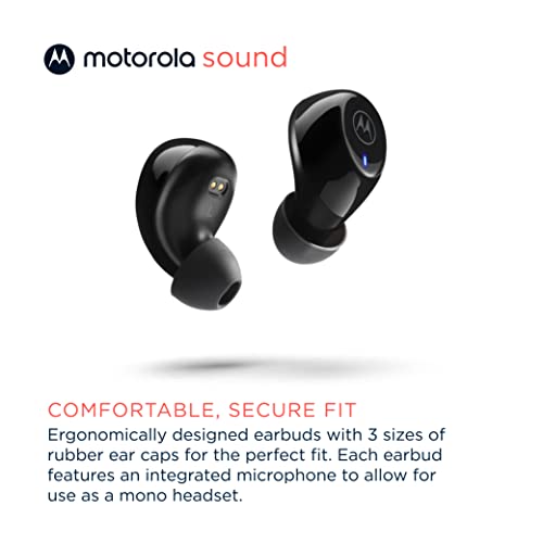 Motorola Moto Buds 105 - True Wireless ENC Bluetooth Earbuds with Touch Control & Micro-Charging Case - IPX5 Water-Resistant, Lightweight Comfort-Fit, Clear Sound - Black