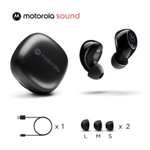 Motorola Moto Buds 105 - True Wireless ENC Bluetooth Earbuds with Touch Control & Micro-Charging Case - IPX5 Water-Resistant, Lightweight Comfort-Fit, Clear Sound - Black