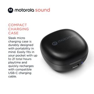 Motorola Moto Buds 105 - True Wireless ENC Bluetooth Earbuds with Touch Control & Micro-Charging Case - IPX5 Water-Resistant, Lightweight Comfort-Fit, Clear Sound - Black