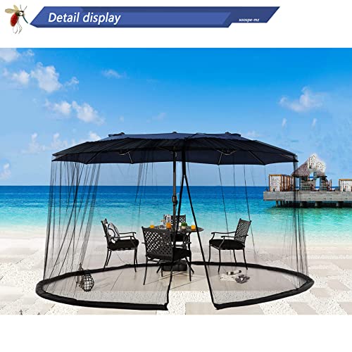 SOOSPE-MZ Mosquito Netting For 15FT Patio Umbrella Double-Sided, Screen Walls Zipper Double Door Black (for 15FT umbrella)