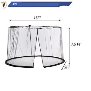 SOOSPE-MZ Mosquito Netting For 15FT Patio Umbrella Double-Sided, Screen Walls Zipper Double Door Black (for 15FT umbrella)