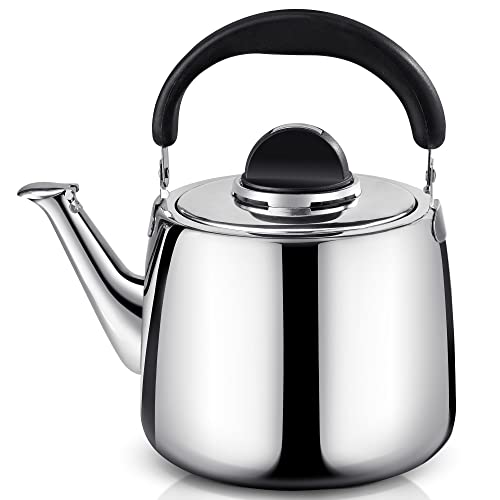 Tea Kettle - 3QT Whistling Tea Pots for Stove Top - Food Grade Stainless Steel Teapot - Classic Stovetop Kettle with Universal Base, Cool Grip Bakelite Handle