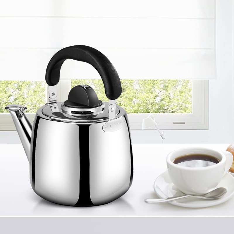 Tea Kettle - 3QT Whistling Tea Pots for Stove Top - Food Grade Stainless Steel Teapot - Classic Stovetop Kettle with Universal Base, Cool Grip Bakelite Handle