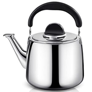 tea kettle - 2.5qt whistling tea pots for stove top - food grade stainless steel teapot - classic stovetop kettle with universal base, cool grip bakelite handle