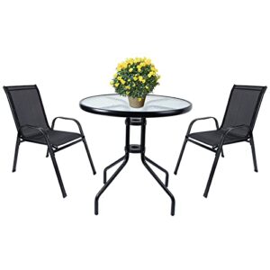 vipush patio bistro set, 3 piece outdoor patio furniture set, patio table and chairs indoor conversation set for backyard porch poolside lawn, black